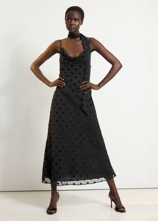 Mango Robe d&eacute;vor&eacute;e avec d&eacute;tail de naud noir - Femme - XS - MANGO