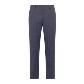 Dolce & Gabbana Homme, Pantalons, Bleu, Taille: L Pantalon de Costume en Laine Tailleur