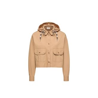 Moncler Moncler Surchemise &Agrave; Capuche En Coton M&eacute;lang&eacute;, Femme, Beige, Taille: 36
