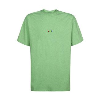 Msgm Logo Detail Baumwoll T-shirt - - Tops - Herren - Gr&uuml;n - S