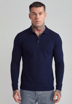 Siksilk Herren Marine Langarm Button Polo XXL