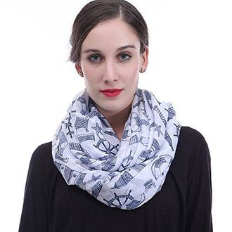 Lina & Lily foulard tube imprimé ancres (Bleu/blanc)