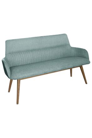 Linea Natura Sitzbank, Eiche, Jadegr&uuml;n, Holz, Textil, Wildeiche, vollmassiv, 2-Sitzer, 157x88x62.5 cm, Esszimmer, B&auml;nke, Sitzb&auml;nke