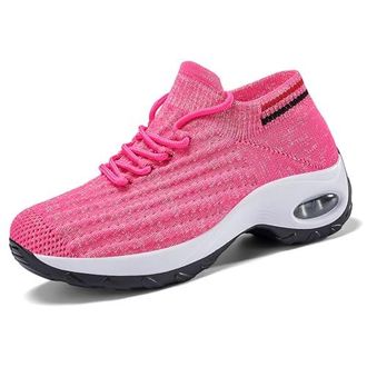 Generic Baskets Compens&eacute;es Femme Basket Running pour Plates D&eacute;contract&eacute;es Femmes Elegante Respirante D&eacute;contract&eacute;e Maille Solide Lacets Chaussures Marche en Mo