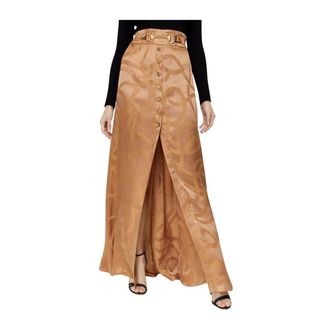 Balmain Chain Logo Jacquard Maxi Skirt - - Skirts - Damen - Braun - 2XS