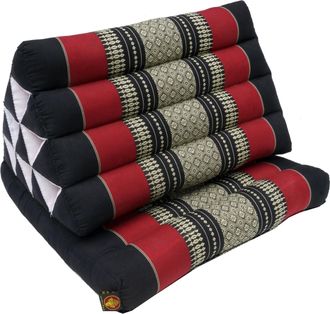 Guru Shop Thaikissen, Dreieckskissen, Kapok, Tagesbett mit 1 Auflage - Schwarz/rot, 30x50x75 cm
