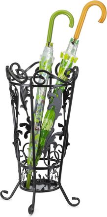 HowHomely Vintage Schirmst&auml;nder Regenschirm aus Metall | Regenschirmst&auml;nder Schwarz 63x32cm | Regenschirm St&auml;nder zur Dekoration von B&uuml;ro Flur oder Eingangsbere