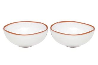 Premier Housewares Calisto Set 2 Schalen, Steingut, emailliert, weiß, Glasierte Terrakotta, 11x11x4