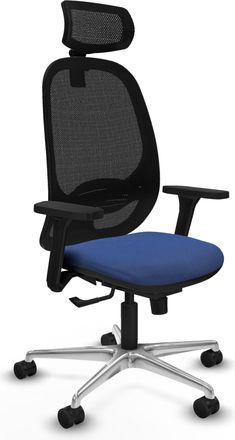 Piqueras y Crespo Idealer Arbeitsstuhl mit 3D-Armen, h&ouml;henverstellbarer Lendenwirbelst&uuml;tze und h&ouml;henverstellbarem Kopfteil und Neigungsverstellung, Schwarz/Marineblau