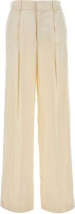 Alberta Ferretti Femme, Pantalons, Blanc, Taille: 36 FR Pantalon large en satin