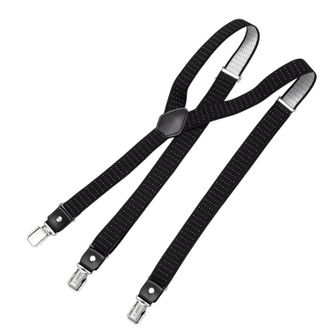 DonDon Hosentr&auml;ger Herren gepunktet schwarz wei&szlig; schmal 2,5 cm - Extra starke Clips f&uuml;r Anzug - Hosentr&auml;ger Herren extra stark - Ideal f&uuml;r M&auml;nner oder Damen 
