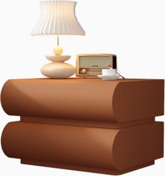 Generic Nachttisch Mit 2 Schubladen - Nachttisch Aus Holz Mit Lederoberfläche, Keine Montage Erforderlich (17,7 Zoll, Hellgrau)(Orange,45cm/17.7in)