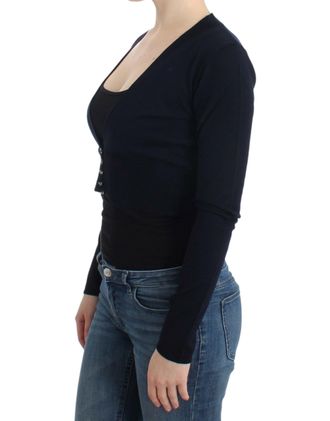 Roberto Cavalli Womens Black Cropped Wool Cardigan Virgin Clothing