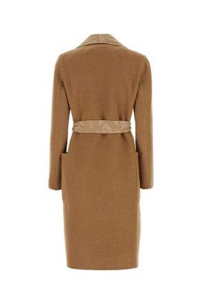 Max Mara Womens Biscuit Camel Abito Coat Cammello Exterior: Cappotti