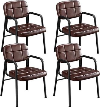Yaheetech Chaises de Visiteur Fauteuil Salon Fauteuil daccueil Visiteur Siège Rembourré en Smilicuir pour Bureau/Salle dAttente/Cuisine Marron Lot de 4
