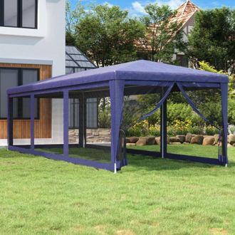 vidaXL Tente de f&ecirc;te avec 8 parois lat&eacute;rales en maille Bleu 3x9 m pehd - Vidaxl