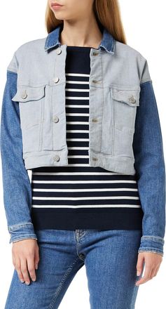 Tommy Jeans Damen Tjw Cropped Trucker Jeansjacke, Blau (TJ Denim Colorblock 1A4), X-Small (Herstellergr&ouml;&szlig;e:XS)
