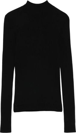 Twinset Femme, Pulls, Noir, Taille: 42 FR Pull Col Roul&eacute; en Maille C&ocirc;tel&eacute;e
