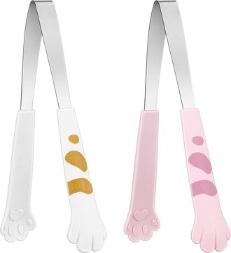 Lurrose 2Pcs Buffet Zange Lebensmittel Tong Edelstahl Nette Katze Pfote K&uuml;che Zange Servierzange f&uuml;r Kochen Kuchen Brot Salat Buffet Utensil K&uuml;che Gadgets