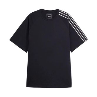 Yohji Yamamoto Raw Edge 3-Streifen Kurzarm-T-Shirt - - Sport - Herren - Schwarzk - S
