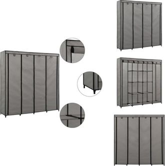 vidaXL Garde-robe avec 4 compartiments Gris 175x45x170 cm - Armoire - Placard - Rangements - Meuble De Rangement - Armoire Grise