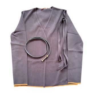 Max Mara Femme, Pulls, Bleu, Taille: 38 FR Cardigan Ceinture Dente a Bordures Contrastantes