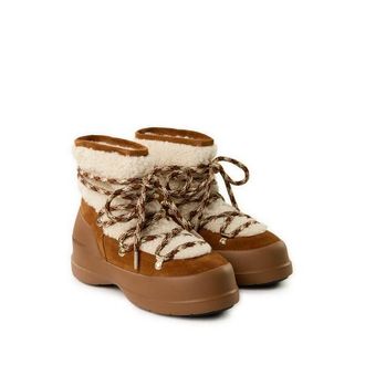 Moon Boot Bottines en peau lain&eacute;e et cuir m&eacute;lang&eacute;s