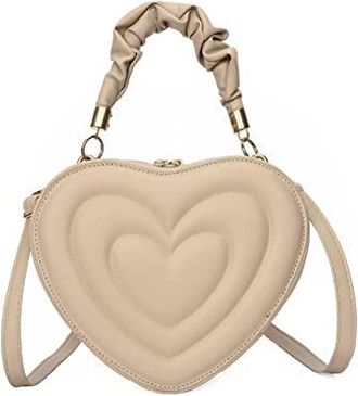 Generic Sac &agrave; main en forme de coeur pour femme, sac &agrave; main en cuir avec poign&eacute;e sur le dessus, sac &agrave; bandouli&egrave;re mignon avec fermeture &eacute;clair, kaki, Small