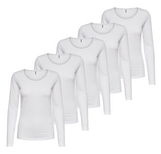 Only Langarmshirt Langarmshirt Damen Shirt Schwarz Wei&szlig; Longsleeve 1er - 5er Pack