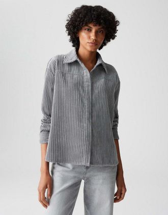 OPUS Langarmbluse FLANKY aus weichem Cord lockere Passform, weicher Griff, samtige Oberfl&auml;che