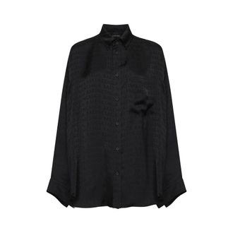 Balenciaga Logo Jacquard Satin Shirt - - Blouses & Shirts - Damen - Schwarzk - S
