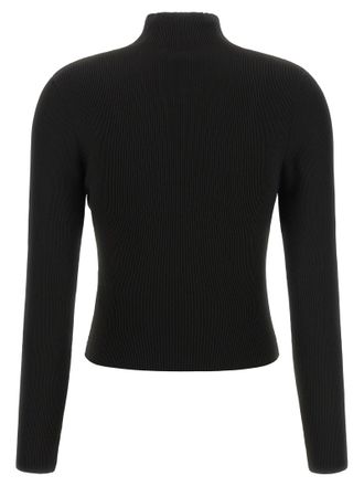 Alexander Wang Logo-Embroidered Ribbed Knit Sweater - Black