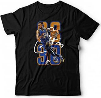 Generico Stephen 30 Playmaker Basketball T-shirt Champions de Basketball - Manches Courtes - 100% Coton, Noir, Large