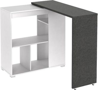 Vente-Unique Bartisch drehbar mit Stauraum - Weiß & Beton-Effekt - SATURNE