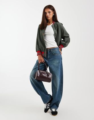 Asos Bomber style universitaire - Bleu marine-Vert