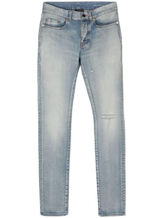 Saint Laurent Skinny-Jeans im Distressed-Look - Blau
