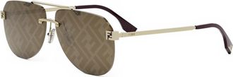 Fendi Stilvolle Sonnenbrille mit goldenem Gestell - - Accessories - unisex - Gelb - 61 MM