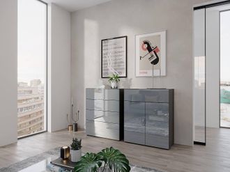Germania home24 Sideboard 184 cm 184 x 102 x 42cm Grau/Silbergrau/Graphit