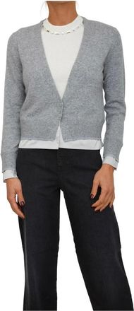 Nenette Femme, Pulls, Gris, Taille: 40 FR Cardigan Inserto CDC Cachemere Blend