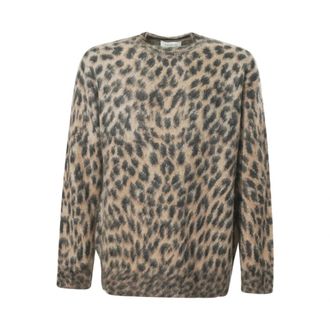 Laneus Leopard Rundhals-Pullover - - Knitwear - Herren - Braun - L