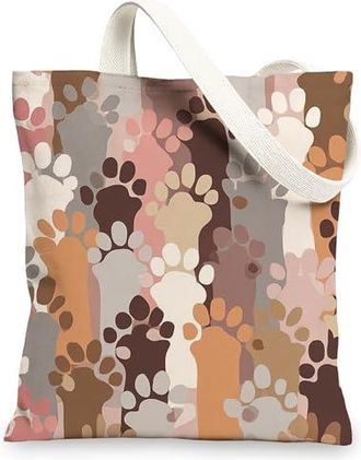 Generic Sacs fourre-tout en toile avec motif animal élégant, sacs dépicerie réutilisables, légers et lavables avec bandoulière, multicolore, 13x15 Inch