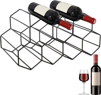 Generic Weinregal f&uuml;r 9 Flaschen, Arbeitsplatte mit 3 Ebenen | Weinst&auml;nder f&uuml;r den Tisch, moderner Weinflaschenhalter aus Metall, 9 Flaschen, zur Aufbewahrung