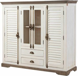 Massivmoebel24 Highboard Mango 160x45x142 weiß lackiert toulouse 115