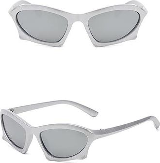 Generic Lunettes de soleil tendance punk pour femmes, lunettes de soleil de sport, lunettes de soleil pour hommes, lunettes polygonales enveloppantes, 3, Tail