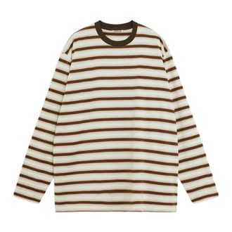 Auralee Homme, Tops, Brun, Taille: M Gradient Stripe Jersey L/S Tee