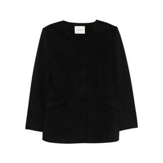 Lisa Yang Manteau droit col V - Femme - Vestes - Noir - Taille: 40 FR