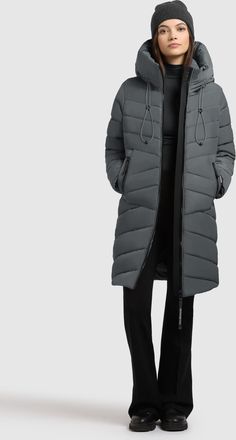 Khujo Steppmantel KHUJO VARE, Damen, Gr. XXL, foam gr&uuml;n, 100% Polyester, unifarben, eingesetzt elastischer Bund mit Windstopper, M&auml;ntel Steppmantel, Topsell