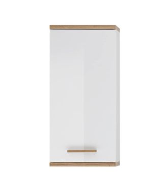 PELIPAL Quickset 923 H&auml;ngeschrank, Holzwerkstoff, Wei&szlig; Glanz/Riviera Eiche quer NB, 74,5x35,5x20,5 cm