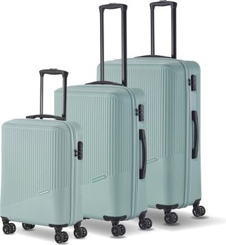 Travelite 4-Rad Koffer Set 3 teilig Größen L/M/S, Gepäck Serie Bali: ABS Hartschalen Trolleys mit TSA Kombinationsschloss (Handgepäck Koffer ohne TSA)