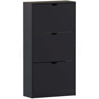 Home Discount Home Discount - 3 Schubladen Schuhschrank Flur Aufbewahrung Schrank Stehschrank, 100% fsc, Schwarz